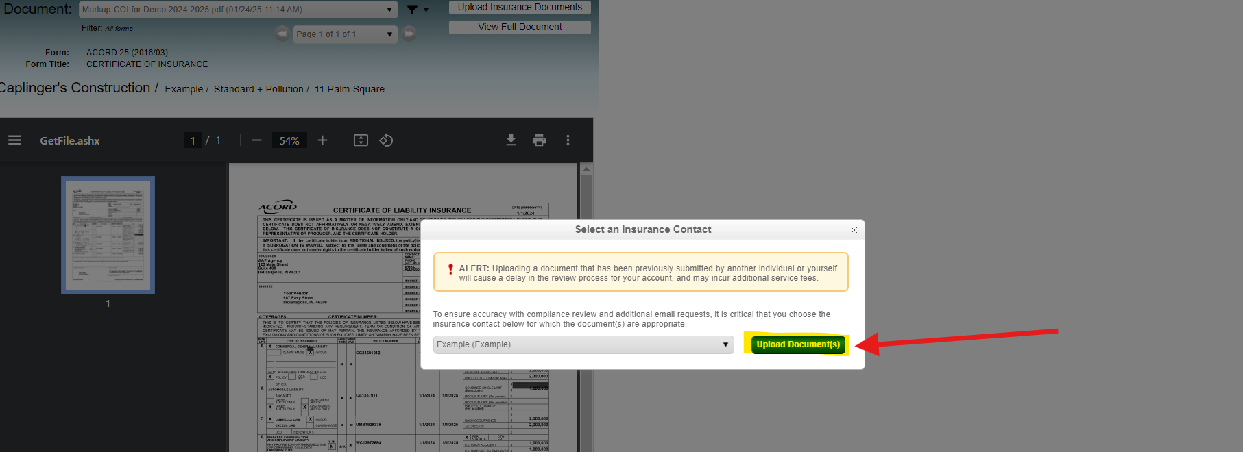 Uploading a Certificate Of Insurance- Customer Instructions – myCOI Support
