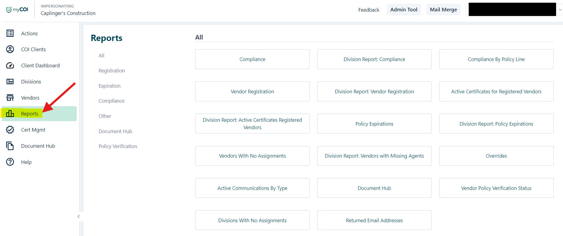 myCOI Client Reports Overview – myCOI Support